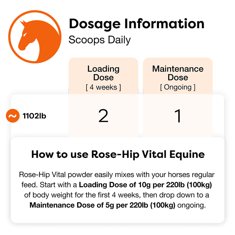 Rose-Hip Vital® Equine | Dosage For Horses